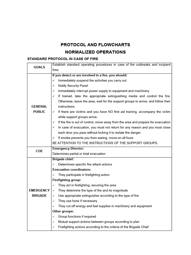 Protocol and Flowcharts Emergency Plan | PDF | Emergency Evacuation ...
