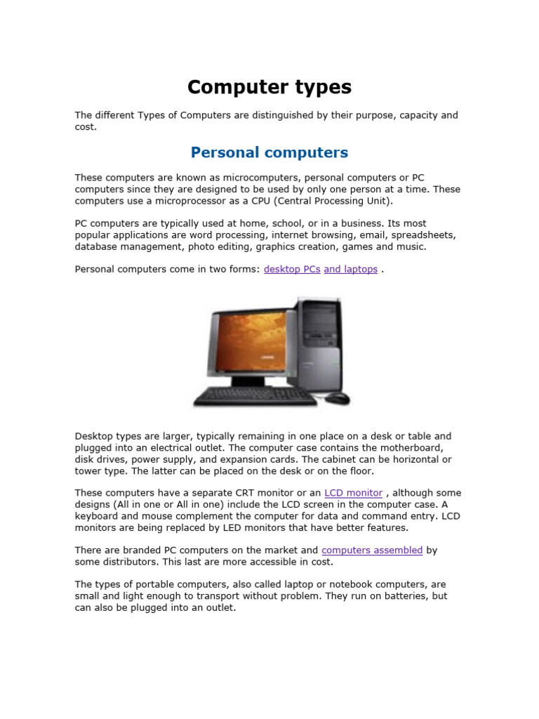 Computer Types | PDF | Personal Computers | Laptop