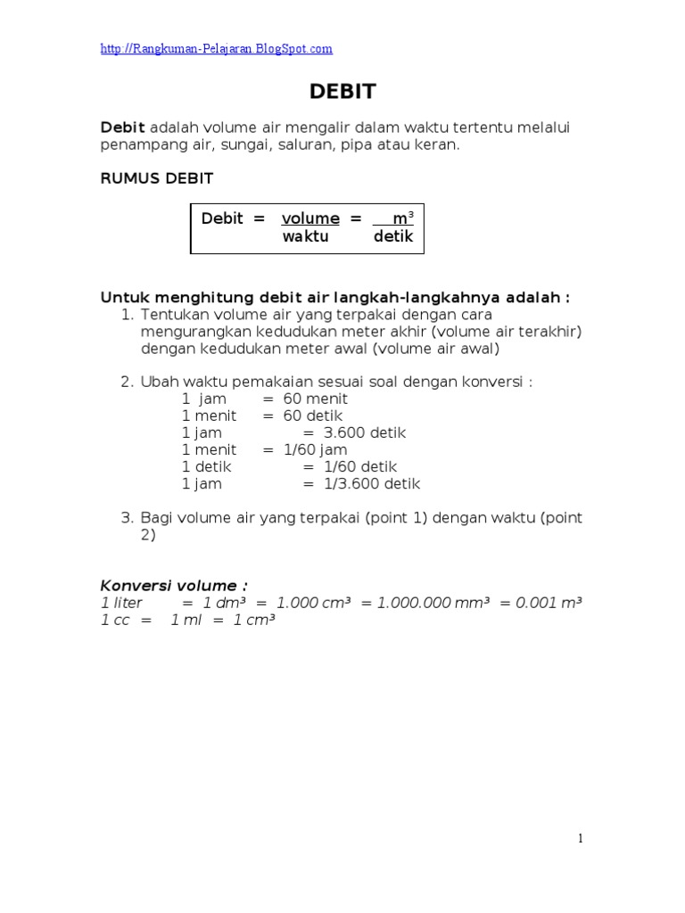 Rumus dan Contoh Soal Debit Air | PDF