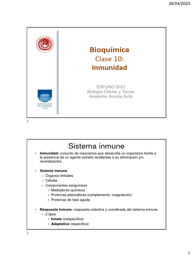 Clase 10 Inmuno | PDF | Sistema inmune | Sistema complementario