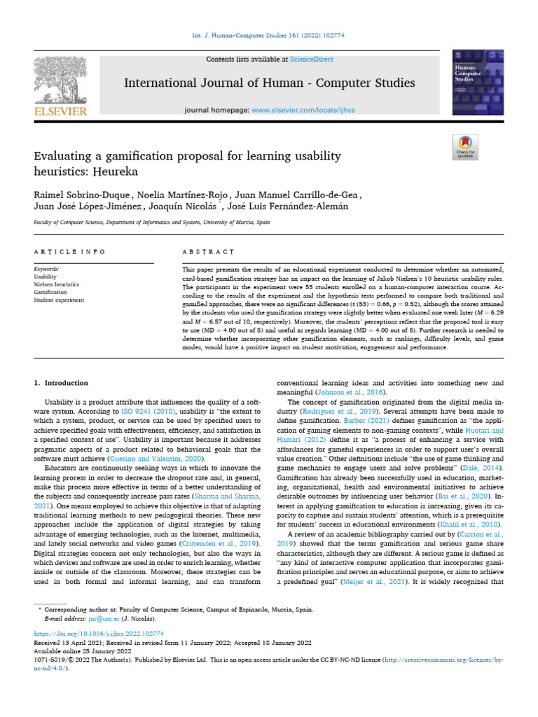 Evaluating A Gamification Proposal For Learn - 2022 - International Journal of H | PDF ...
