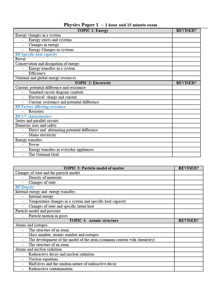 Y10 Trilogy Physics Paper 1 | PDF