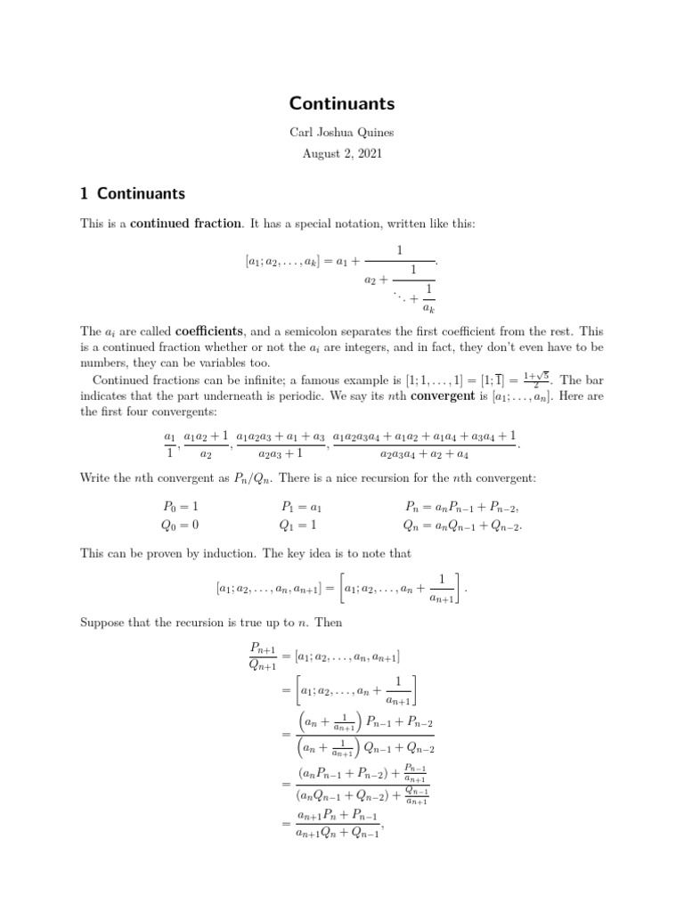 Continuants | PDF | Determinant | Matrix (Mathematics)