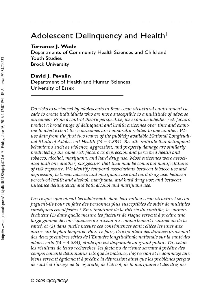 Wade 2005 | PDF | Attachment Theory | Substance Abuse