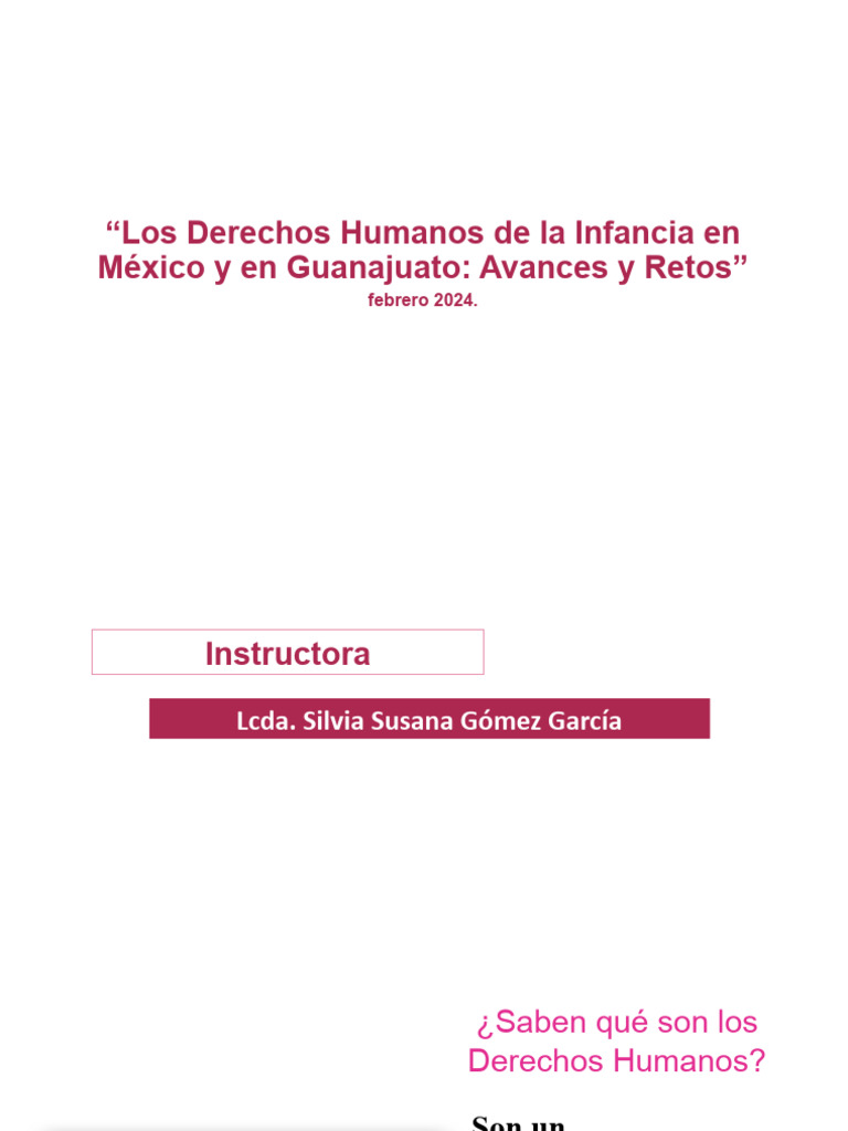 Derechos Humanos de La Infancia en México y Guanajuato Febrero 2024 ...