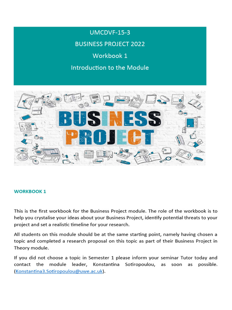 Workbook Business Project - 1 - 2023 | PDF | Cognition