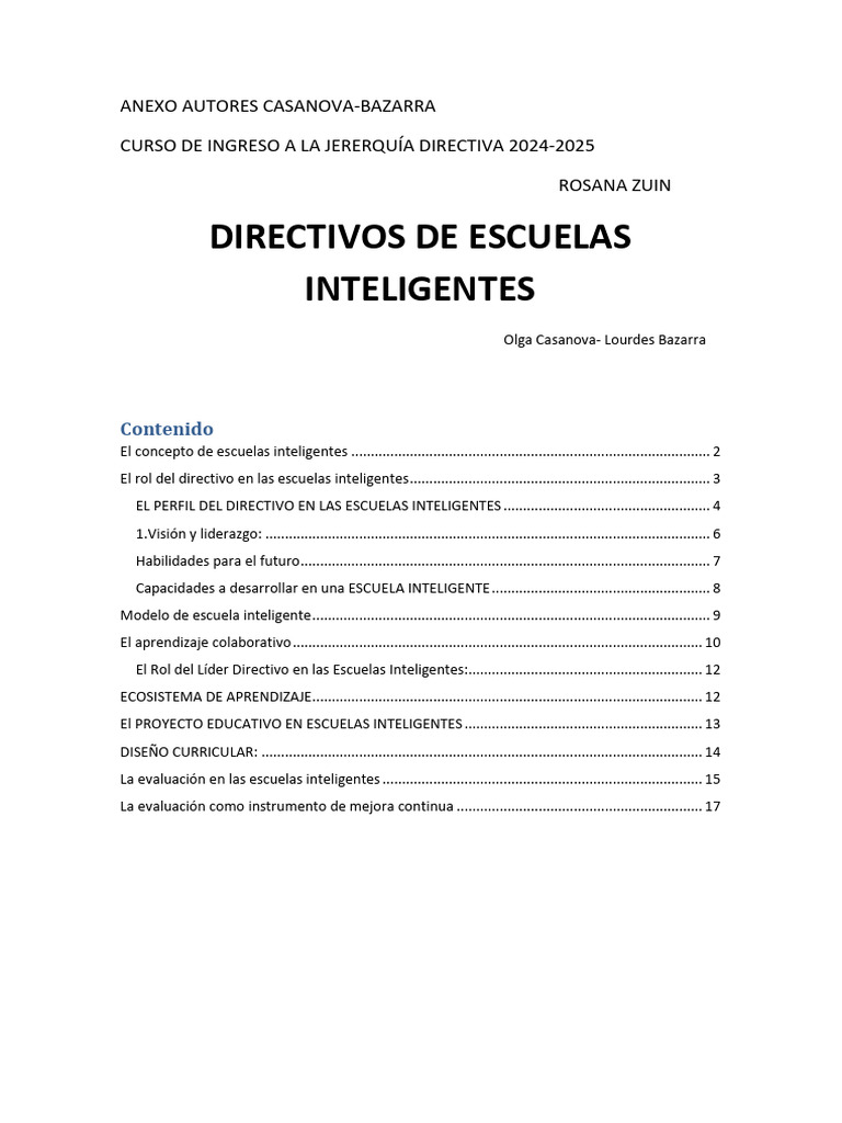 LAS ESCUELAs INTELIGENTES CASANOVA - BAZARRA | PDF | Evaluación | Enseñando