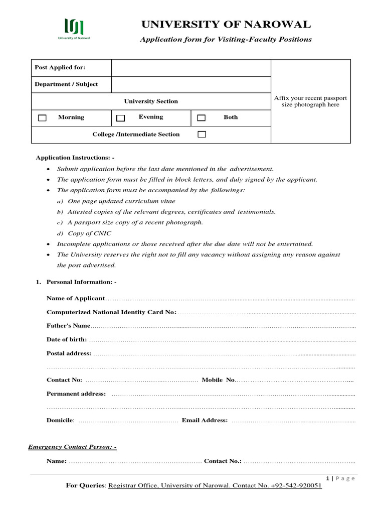 Cb11a Application Form For Visiting Faculty Fall 2024 Spring 2024 and ...