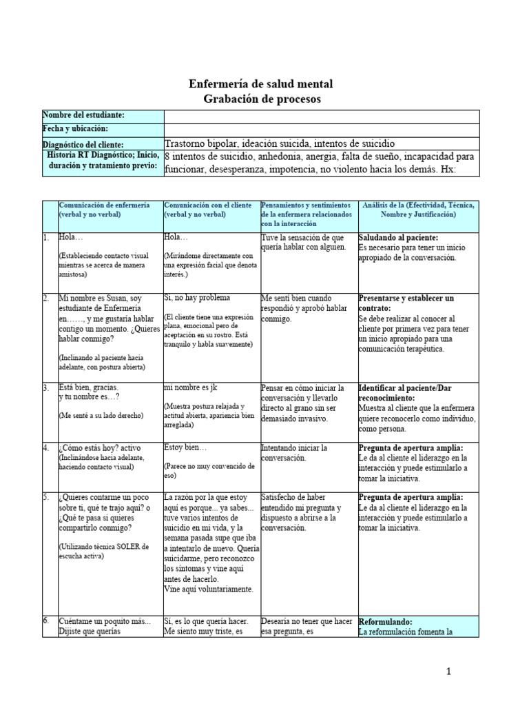 Registro de Procesos de Salud Mental PDF | PDF | Depresión (estado de ...