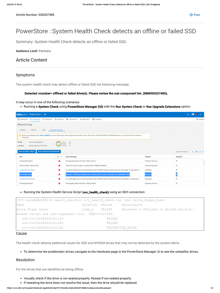 PowerStore - System Health Check Detects An Offline or Failed SSD - Dell Singapore | PDF ...