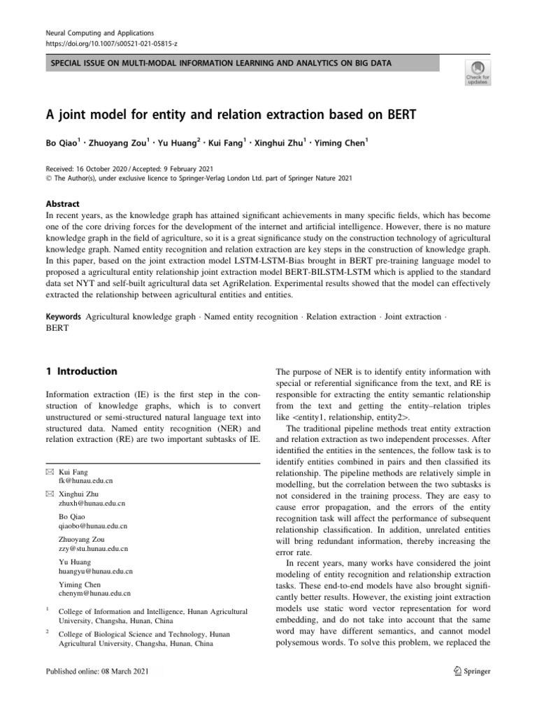 Bert Bilstm Lstm联合抽取 | PDF | Artificial Neural Network | Applied Mathematics