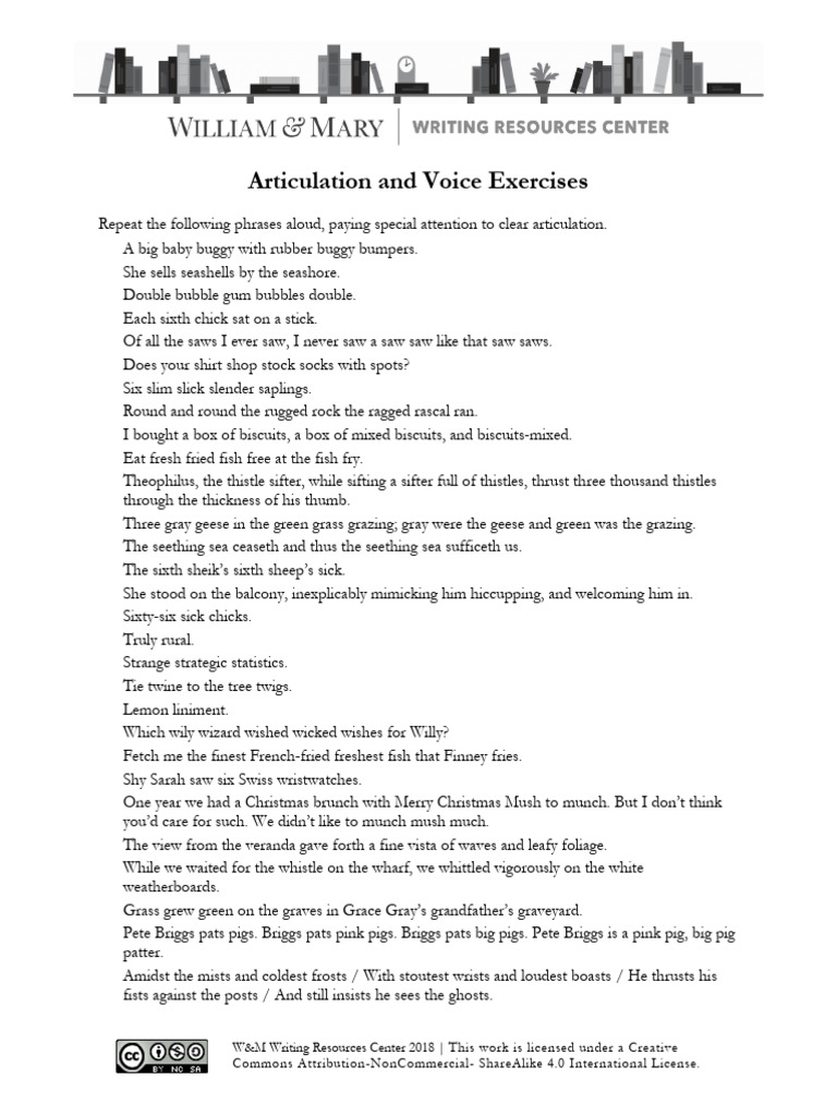 Articulation and Voice Exercises | PDF Articulation and Voice Exercises | PDF