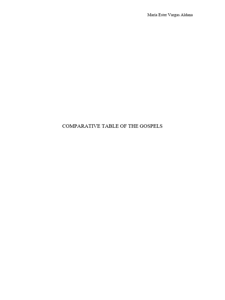 Comparative Chart of The Gospels | PDF | Jesus | Gospel Of Matthew