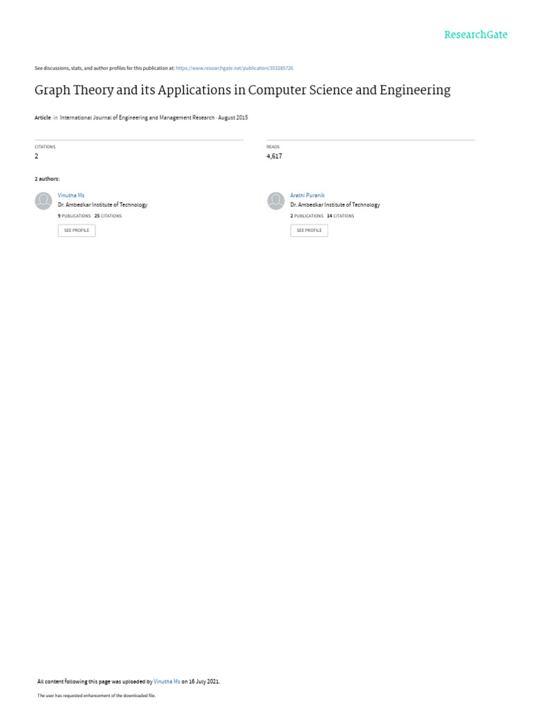 Graph Theory and Its Applications in Computer Science and Engineering | PDF | Graph Theory ...