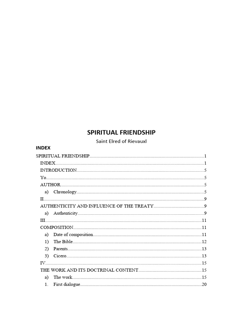 Spiritual Friendship - Saint Elred of Rievauxl | PDF | Bible