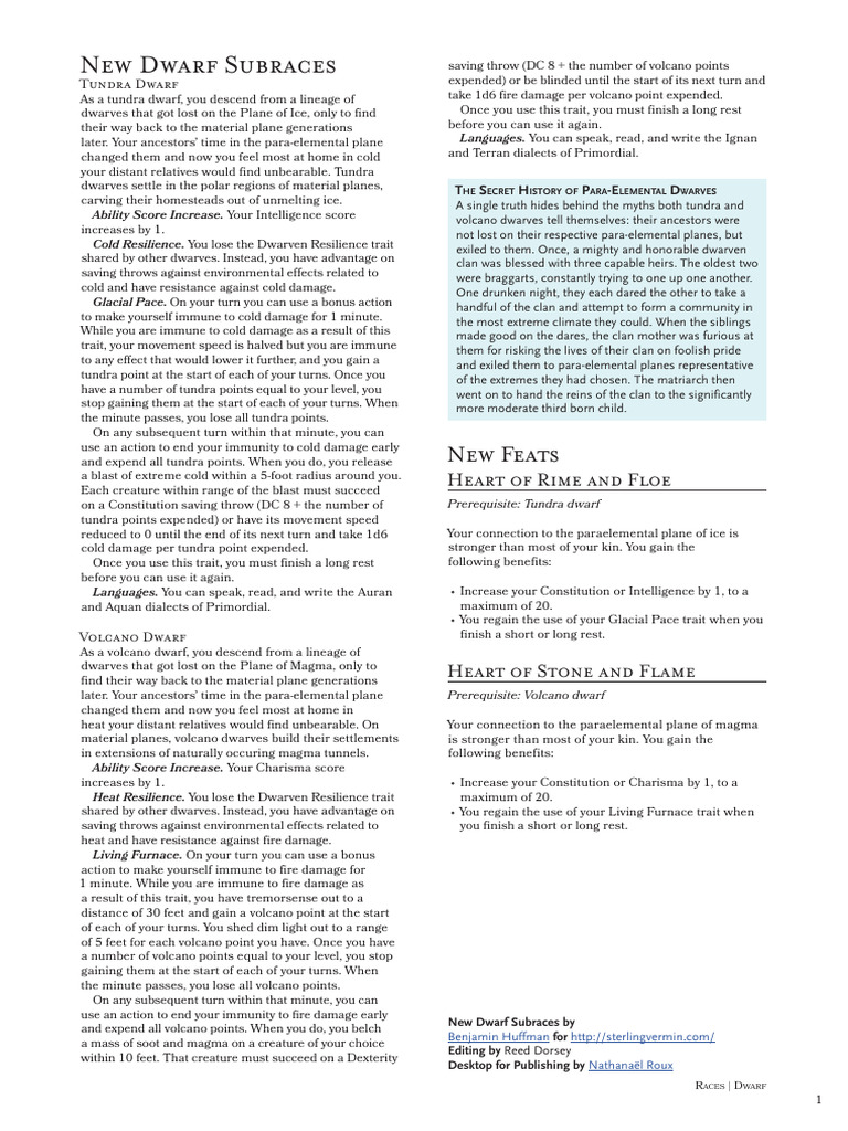 New Dwarf Subraces | PDF | Dwarf (Dungeons & Dragons)