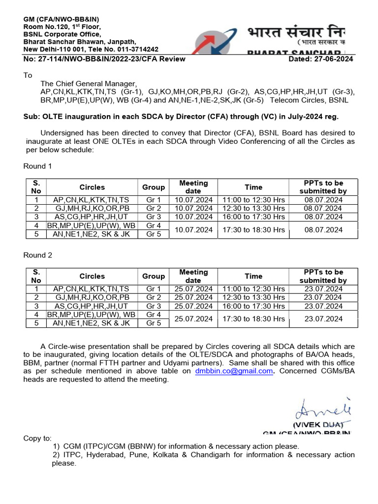 Meeting Notice OLTE Inaguration July 24 | PDF | Internet Access ...