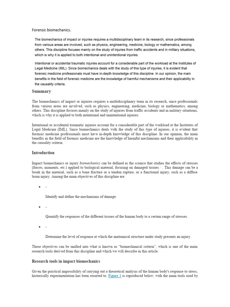 Forensic Biomechanics | PDF | Physical Therapy | Human Factors And ...