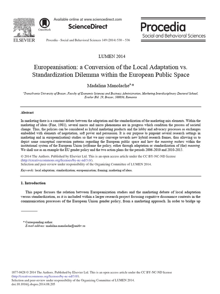 3.6 Europeanisation - A Conversion of The Local Adaptation vs ...