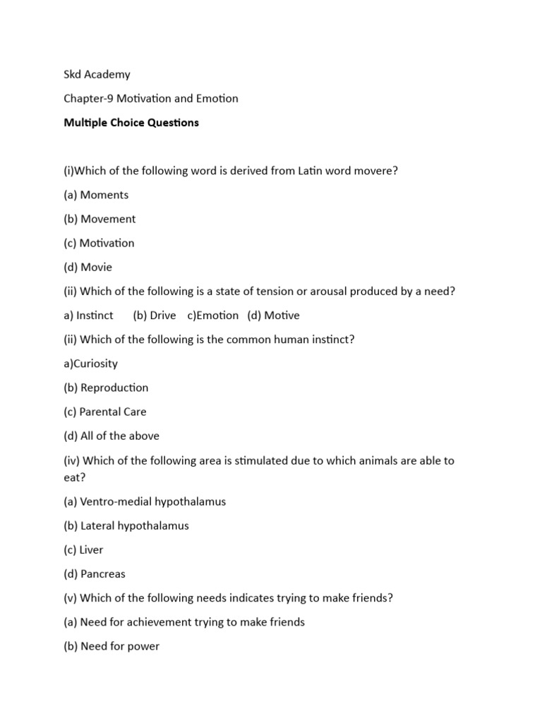 Chapter-9 Worksheet 1 | PDF | Emotions | Motivational Chapter-9 Worksheet 1 | PDF | Emotions | Motivational