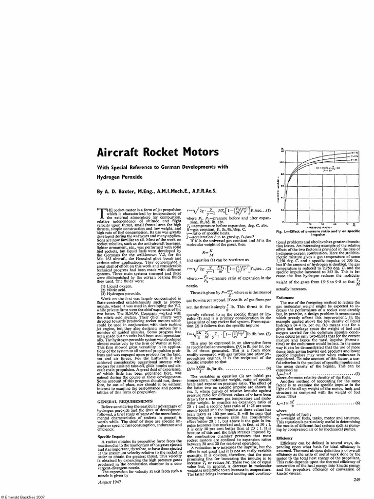 Aircraft Rocket Motors With Special Reference To German Developments ...