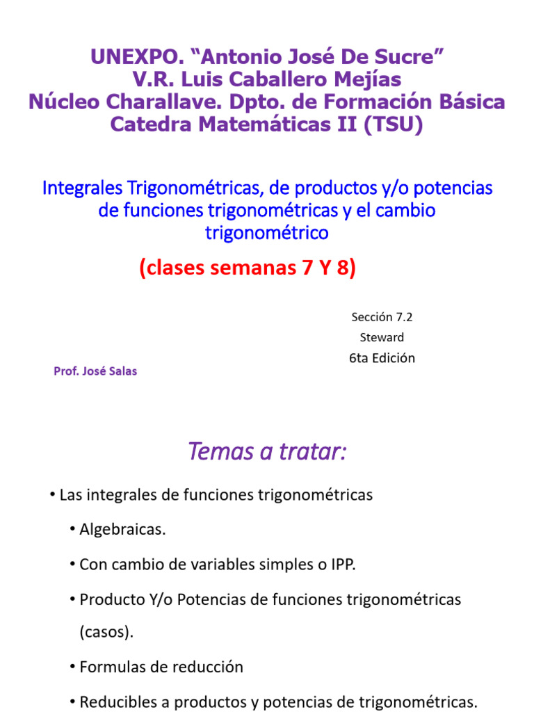 2integrales de Producto y Potencias de Func Trigonometricas Sem - 2023 ...