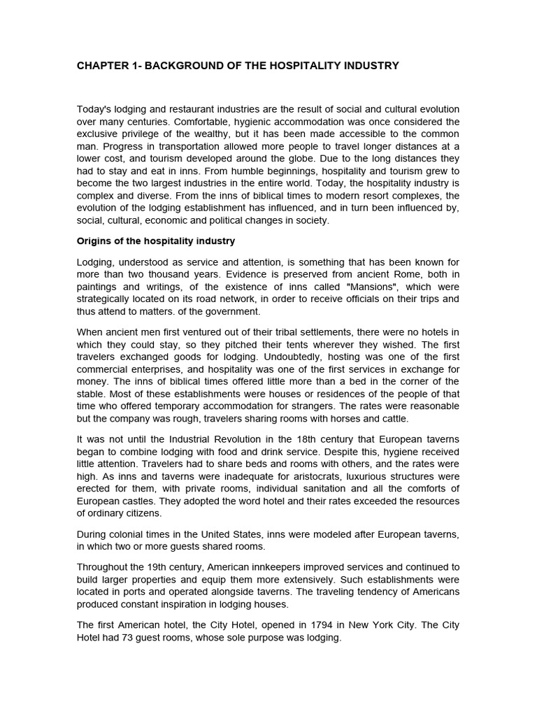 Evolution of the Hospitality Industry | PDF | Franchising | Hotel