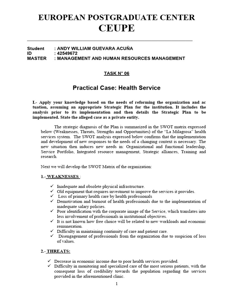 Practical Case Health Service | PDF | Strategic Planning | Human Resources