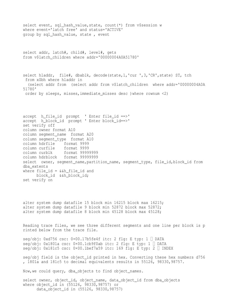Troubleshooting High Shared Pool Memory Usage and Library Cache Latch Contention | PDF | Oracle ...