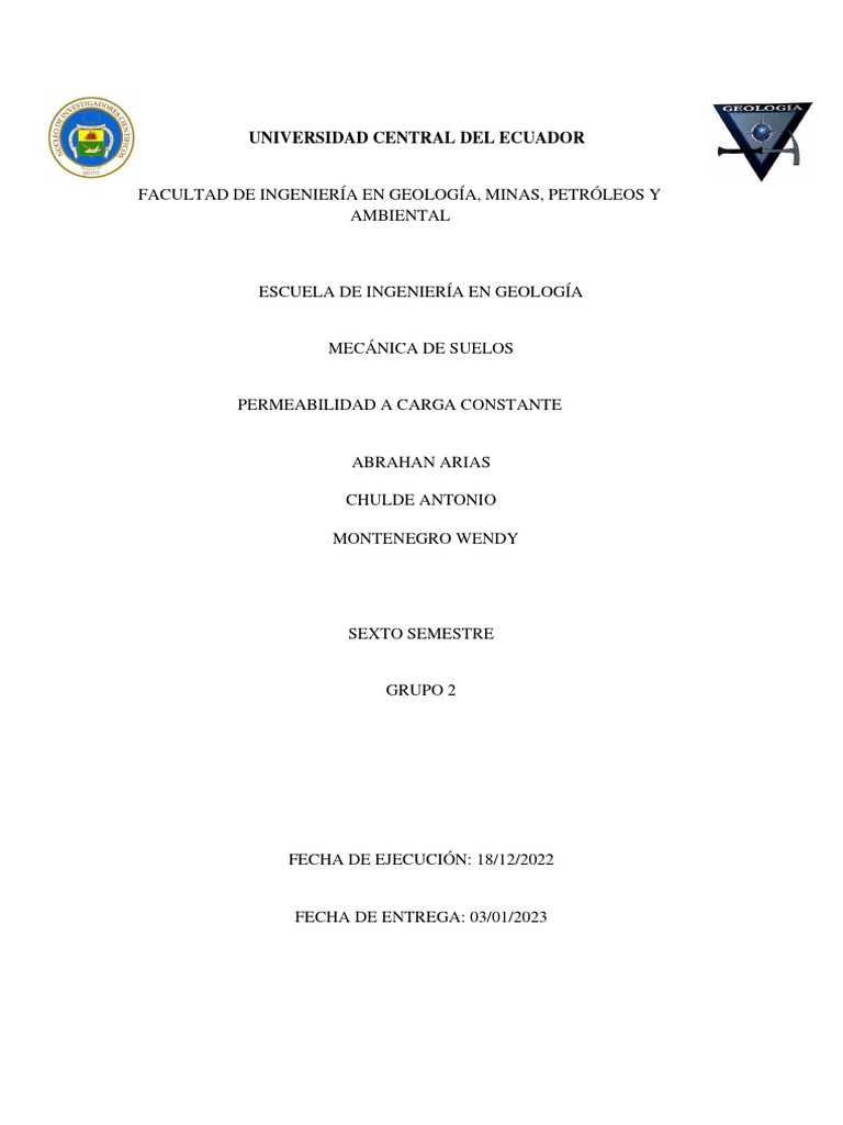 Permeametro de Carga Constante | Descargar gratis PDF | Permeabilidad ...