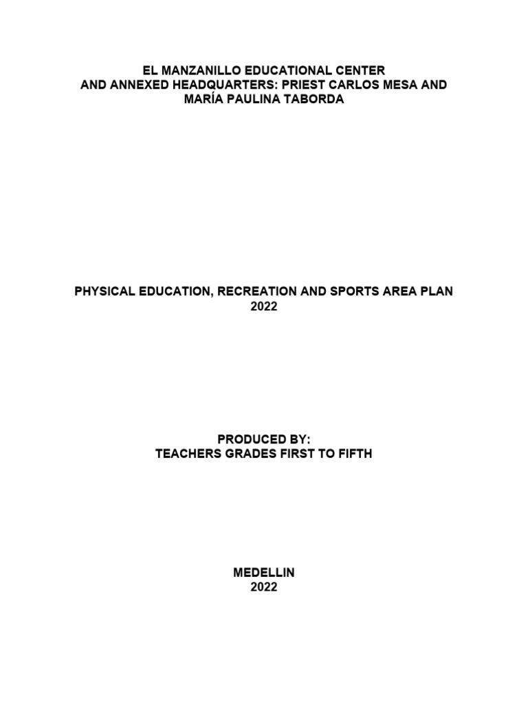 Physical Education Plan 2022 | PDF | Evaluation | Project Based Learning