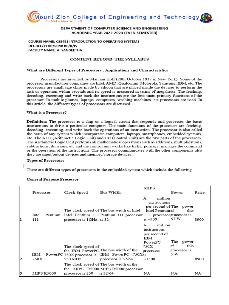 CS3451 OS CBS Content Theory | PDF | Central Processing Unit | Microcontroller