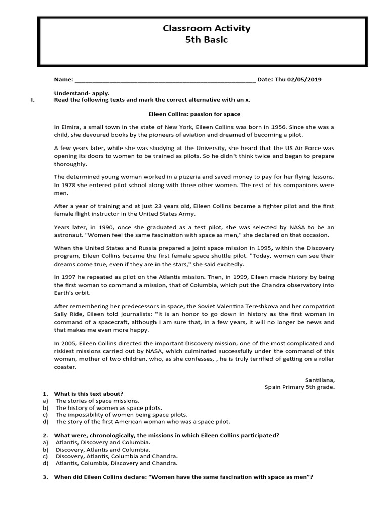 Reading Comprehension | Download Free PDF | Space Shuttle Discovery ...