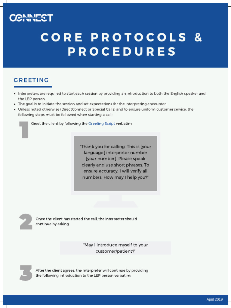 Core Protocols & Procedures | PDF | Language Interpretation | Information