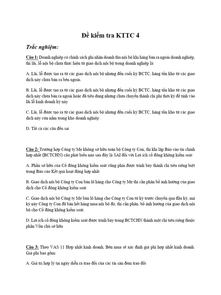 Đề Kiểm Tra KTTC 4 | PDF