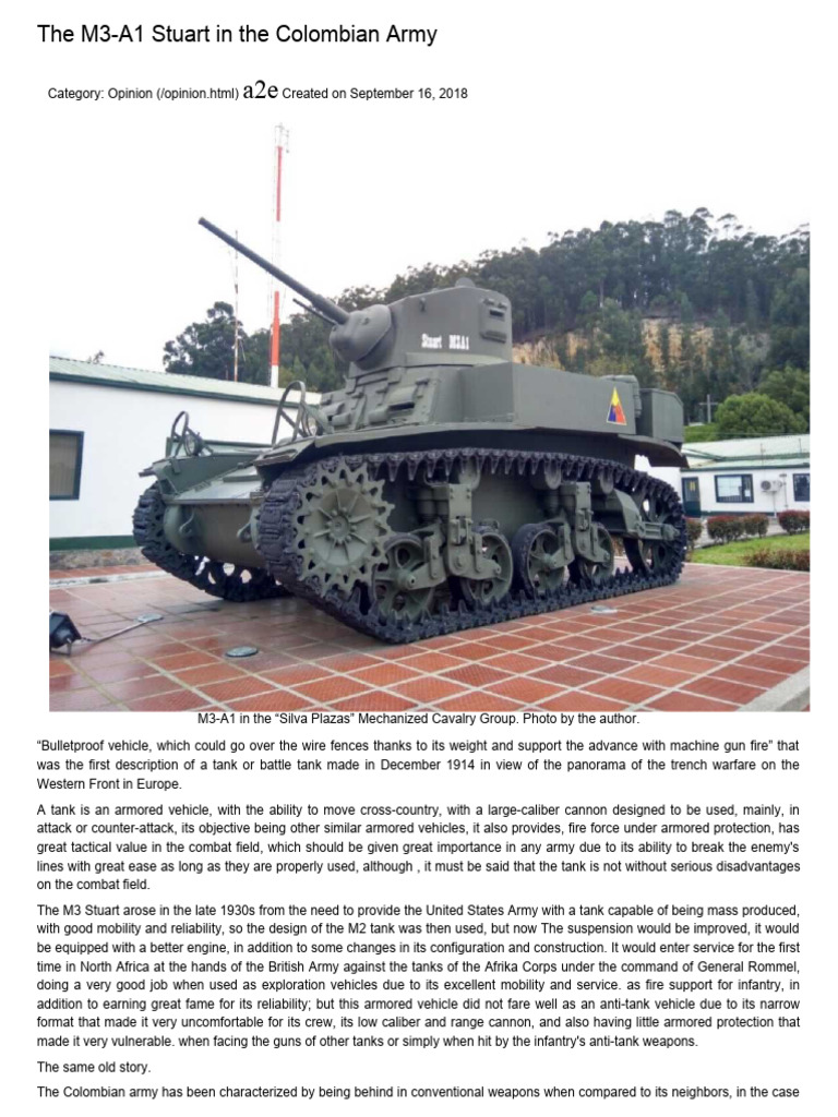 The M3-A1 Stuart in The Colombian Army | PDF | Tanks | Armoured ...