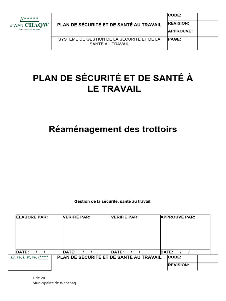 Plan de Sécurité Et de Santé Au Travail | PDF | Sécurité