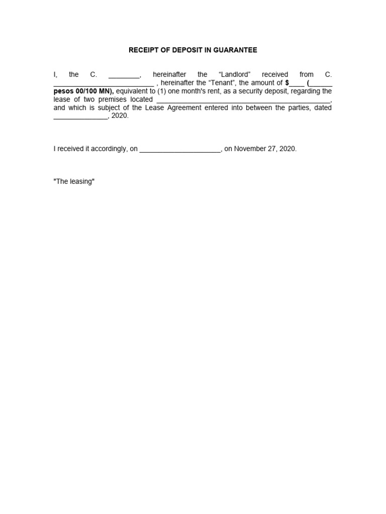 Guarantee Deposit Receipt | PDF | Finance & Money Management