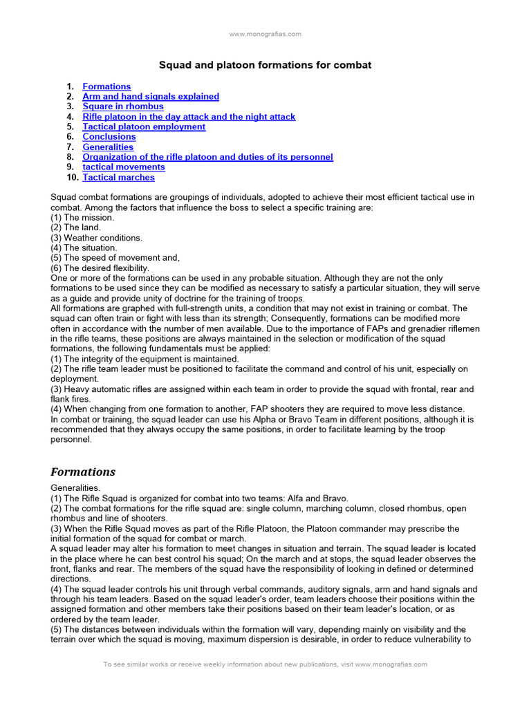 Combat Squad Formations Guide | PDF | Platoon | Company (Military Unit)