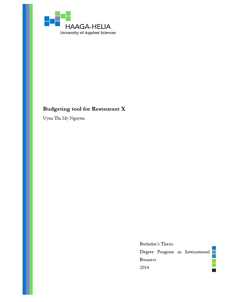 Budgeting Tool for Restaurant X Thesis | PDF | Net Income | Budget