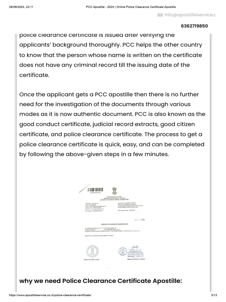 PCC Apostille - 2024 - Online Police Clearance Certificate Apostille | PDF