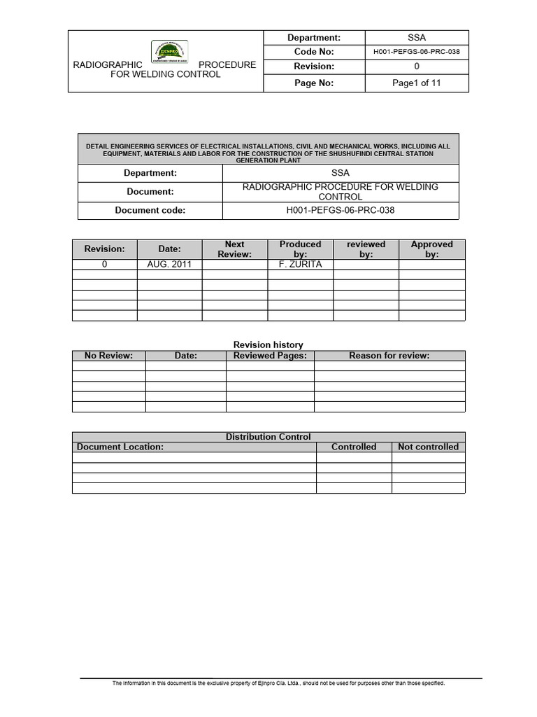 Pipe Weld Radiographic Procedure | PDF | Radiography | Nondestructive ...