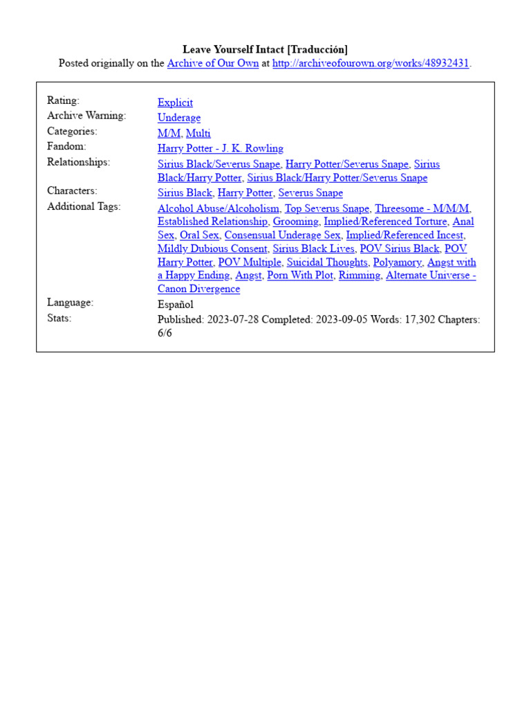 Leave Yourself Intact | PDF | Harry Potter