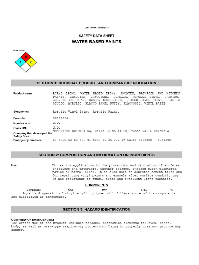 Water-Based Paint Safety Guidelines | PDF | Paint | Water
