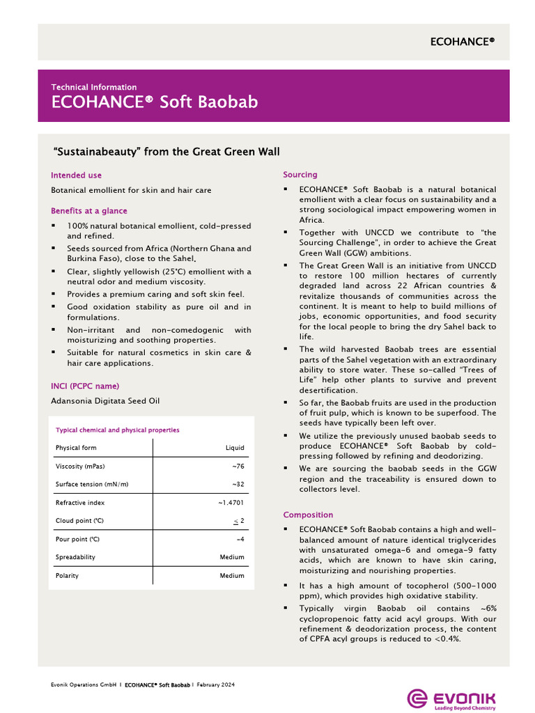 Ecohance Soft Baobab Ti A0224 | PDF