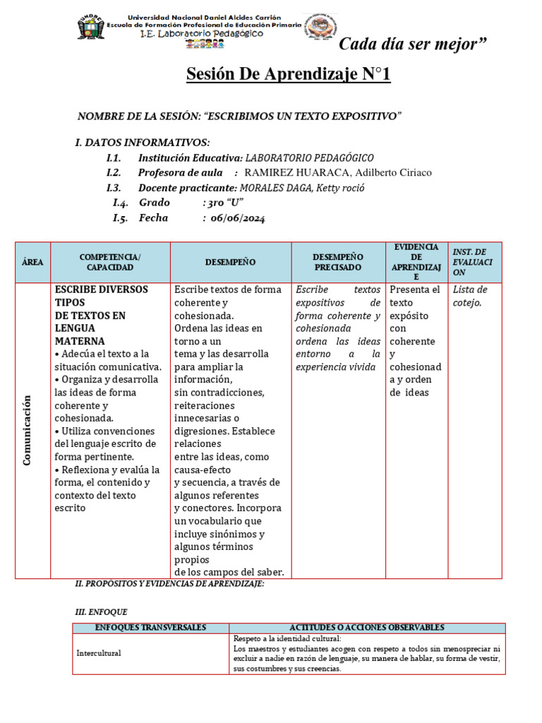 Sesion de Aprendizaje - Comunicacion | PDF | Evaluación | Aprendizaje