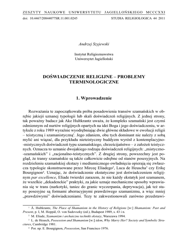 DOŚWIADCZENIE RELIGIJNE – PROBLEMY TERMINOLOGICZNE | PDF