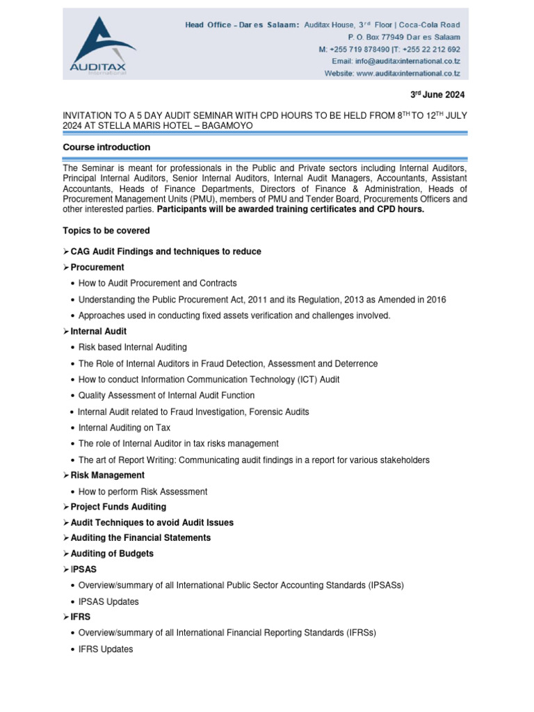 Audit Seminar Invitation Letter Here | PDF | Audit | Internal Audit