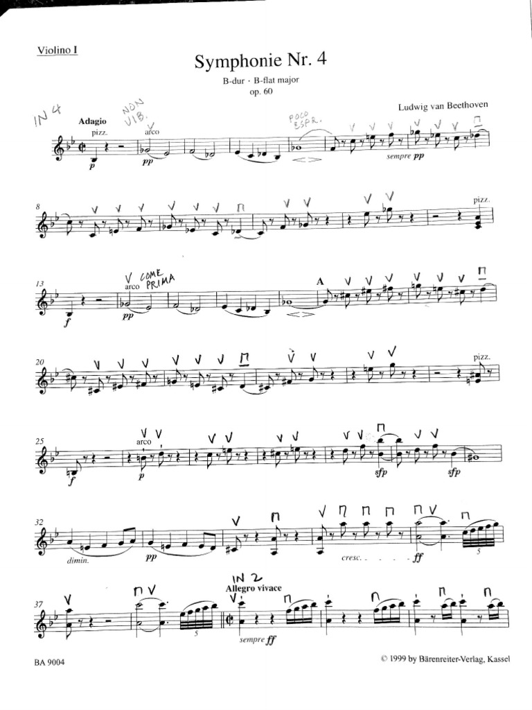 Beeth 4 Violin1 2 | PDF