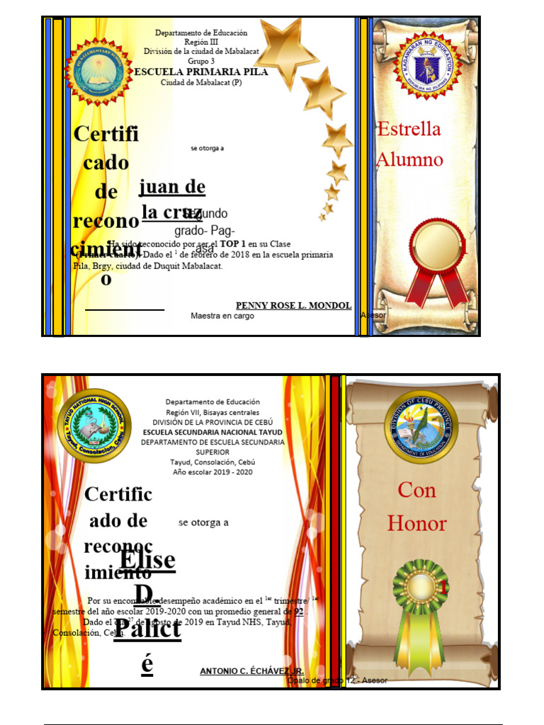 Certificados de Premio EDITABLES | PDF | Academia | Familia
